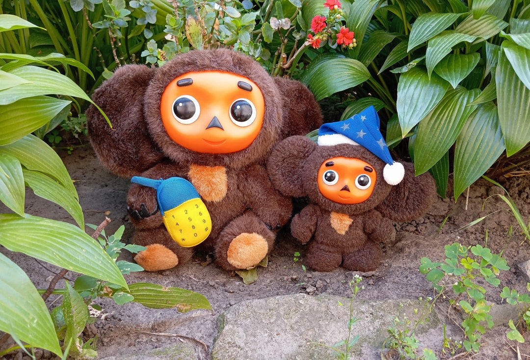 Vintage Soviet Cheburashka Plush Toy Set 2 ( Big & Small ) 70-80s USSR ...