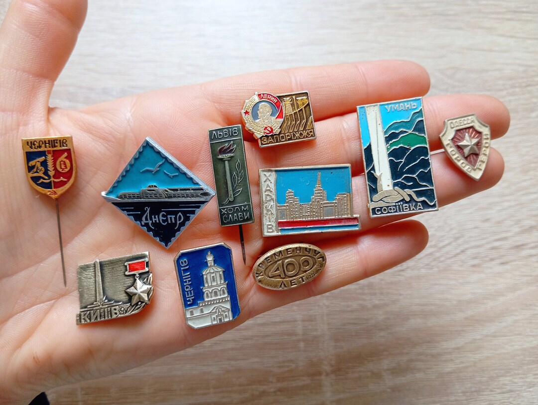 Soviet Badges, Set of Soviet Badges 10 Pcs cities of the Ussr 1970s ...