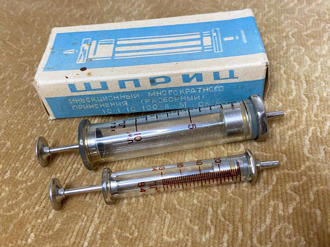 Vintage Military Soviet Class Syringe Set 2 Piece New, Collectible ...