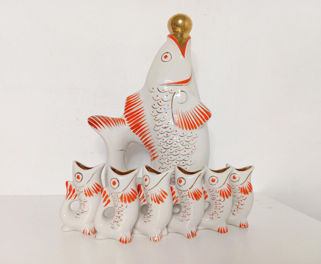 Decanter Fish With Shot Glasses, Fish Decanter Set, Soviet Vodka Fish ...