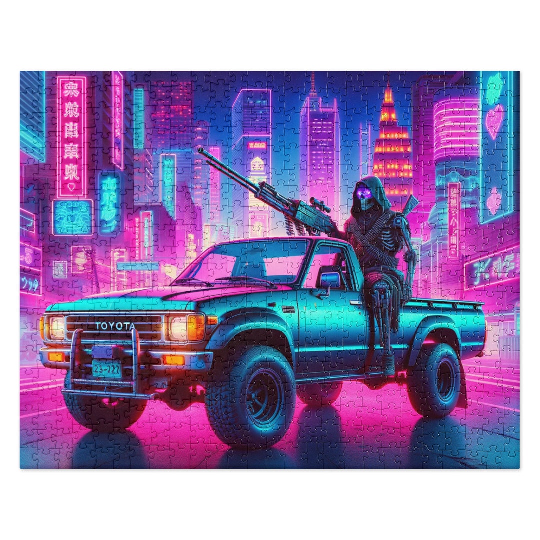 Puzzle of Synthwave Grim Reaper on a Technical - Etsy