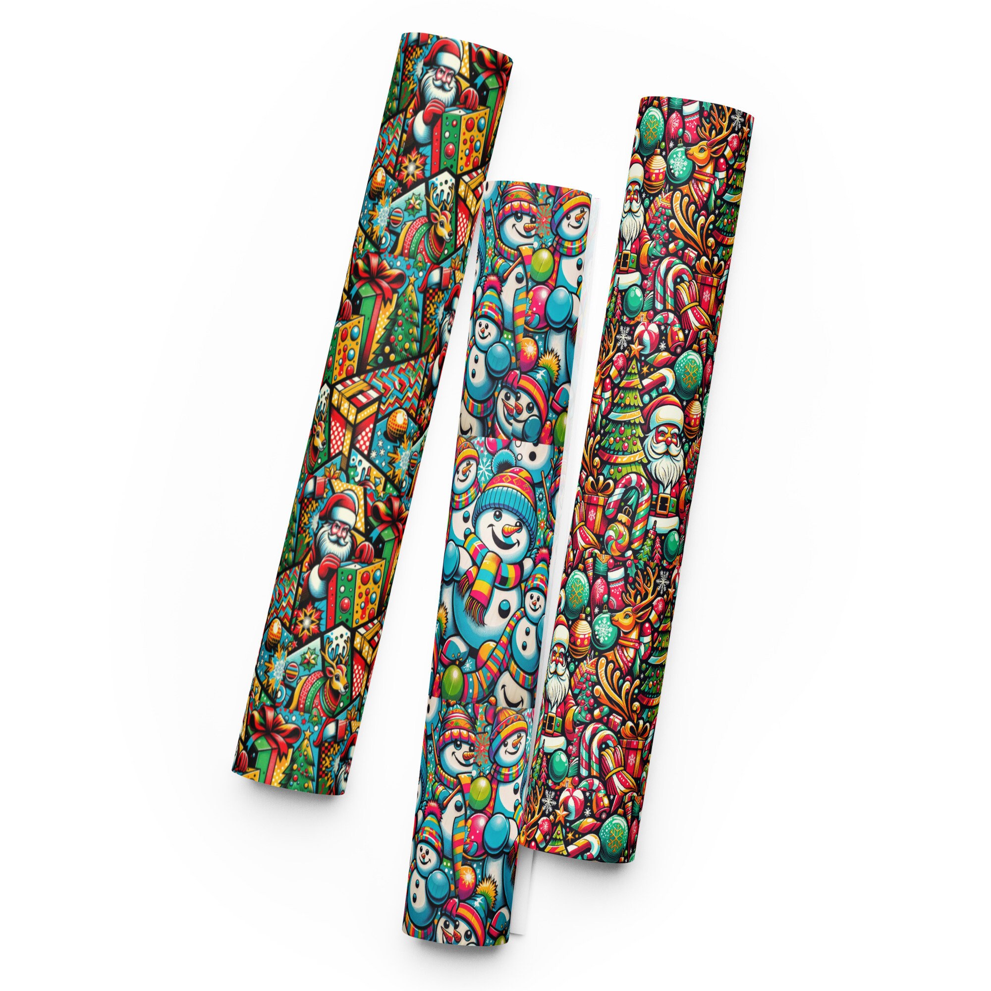 Pop Art Wrapping Paper Cartoon Gift Paper Santa Gift Wrap Animated Gift ...