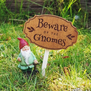 Beware of the Gnomes Sign | Fairy Garden Sign | Fairy Garden Accessory ...