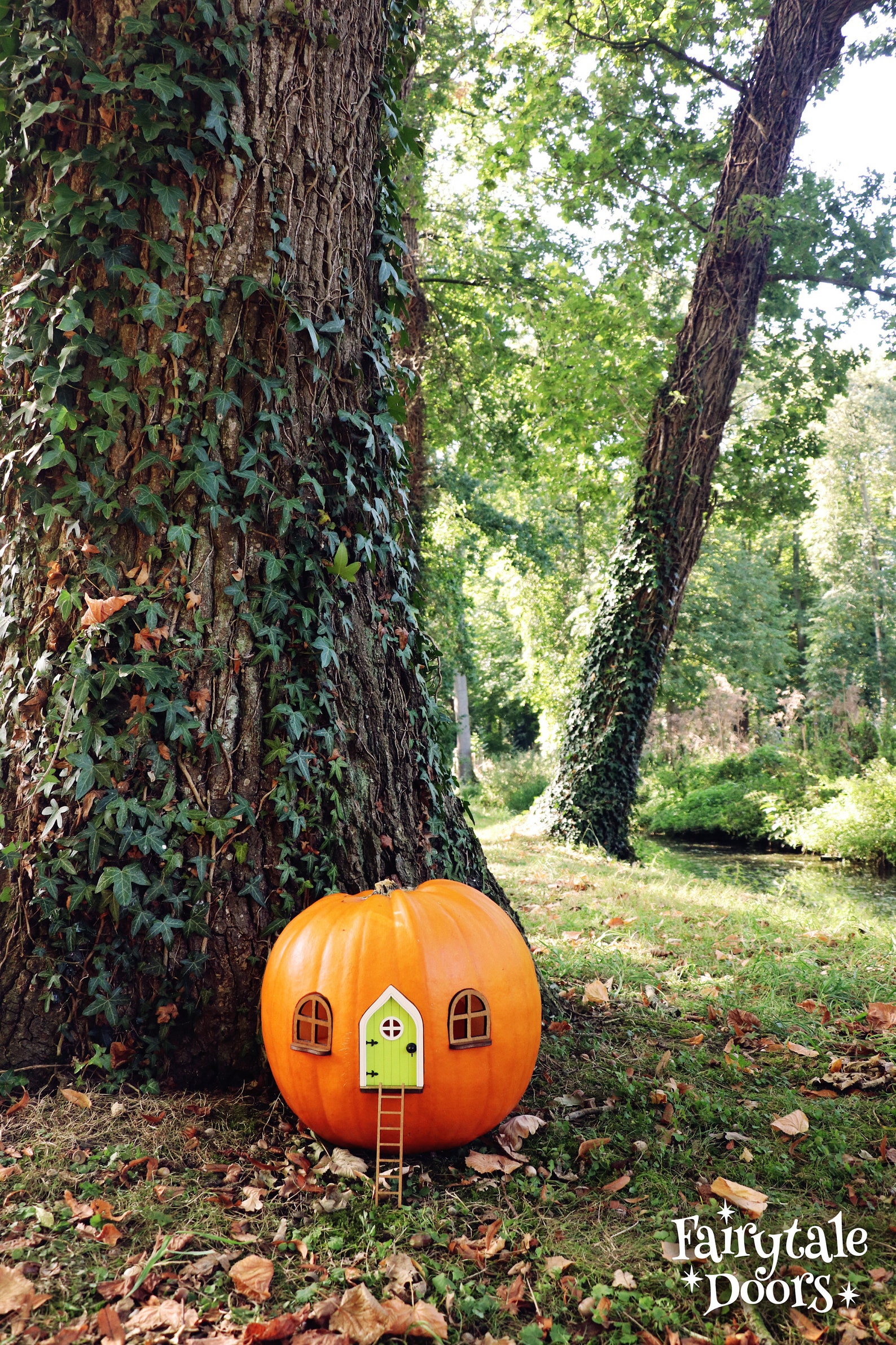 Fairy Pumpkin House Set With Green Door Pumpkin House - Etsy