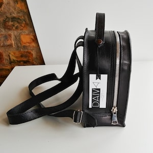 Trendy Handmade Black Genuine Leather Mini Backpack Decorated - Etsy