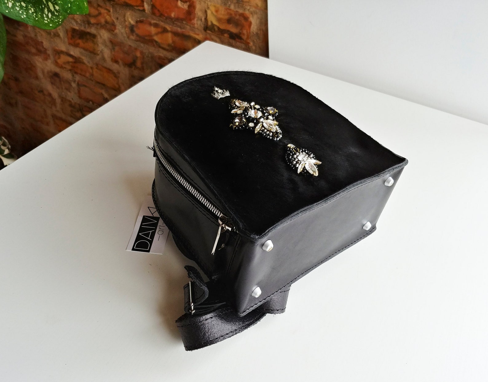 Trendy Handmade Black Genuine Leather Mini Backpack Decorated - Etsy