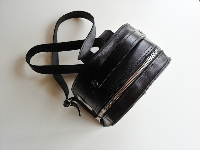 Trendy Handmade Black Genuine Leather Mini Backpack Decorated - Etsy