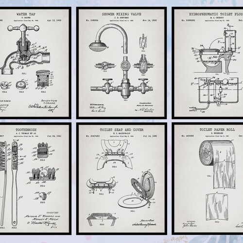 Toilet Patent Print Art Set of 2 - Etsy