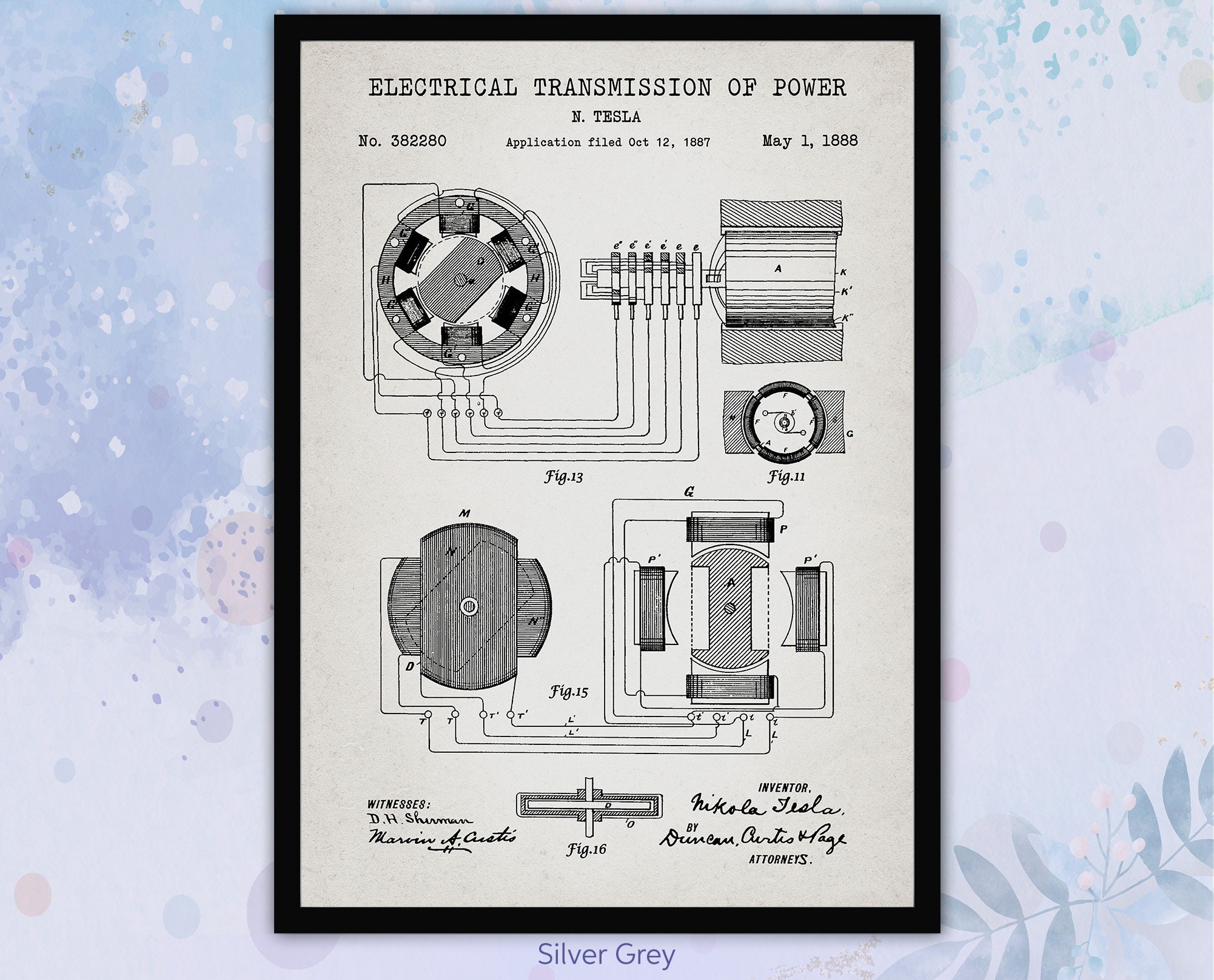 Electrical Power Transmission Patent Print. Tesla Electrical - Etsy