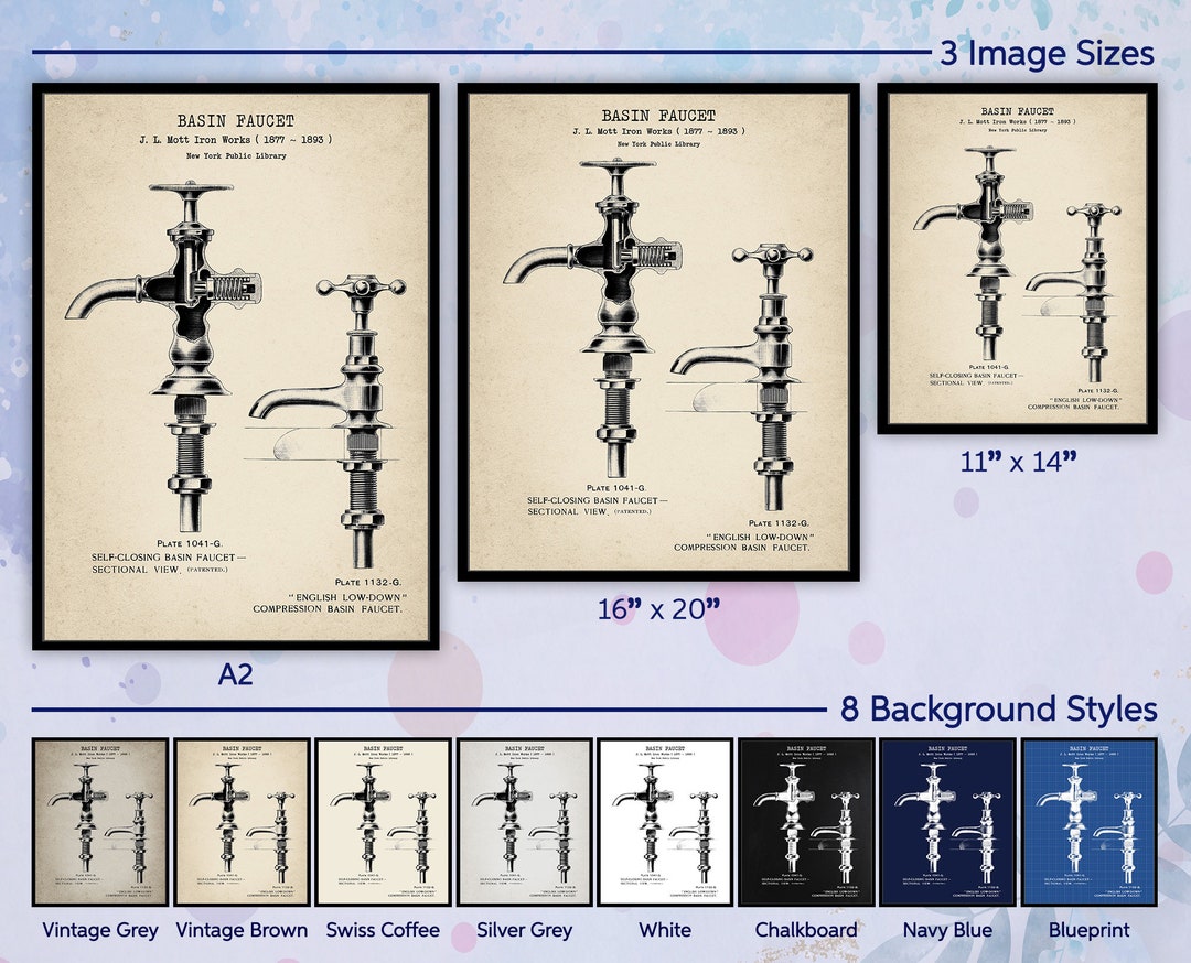 Basin Faucet Printable. Bathroom Wall Art. Vintage Basin - Etsy