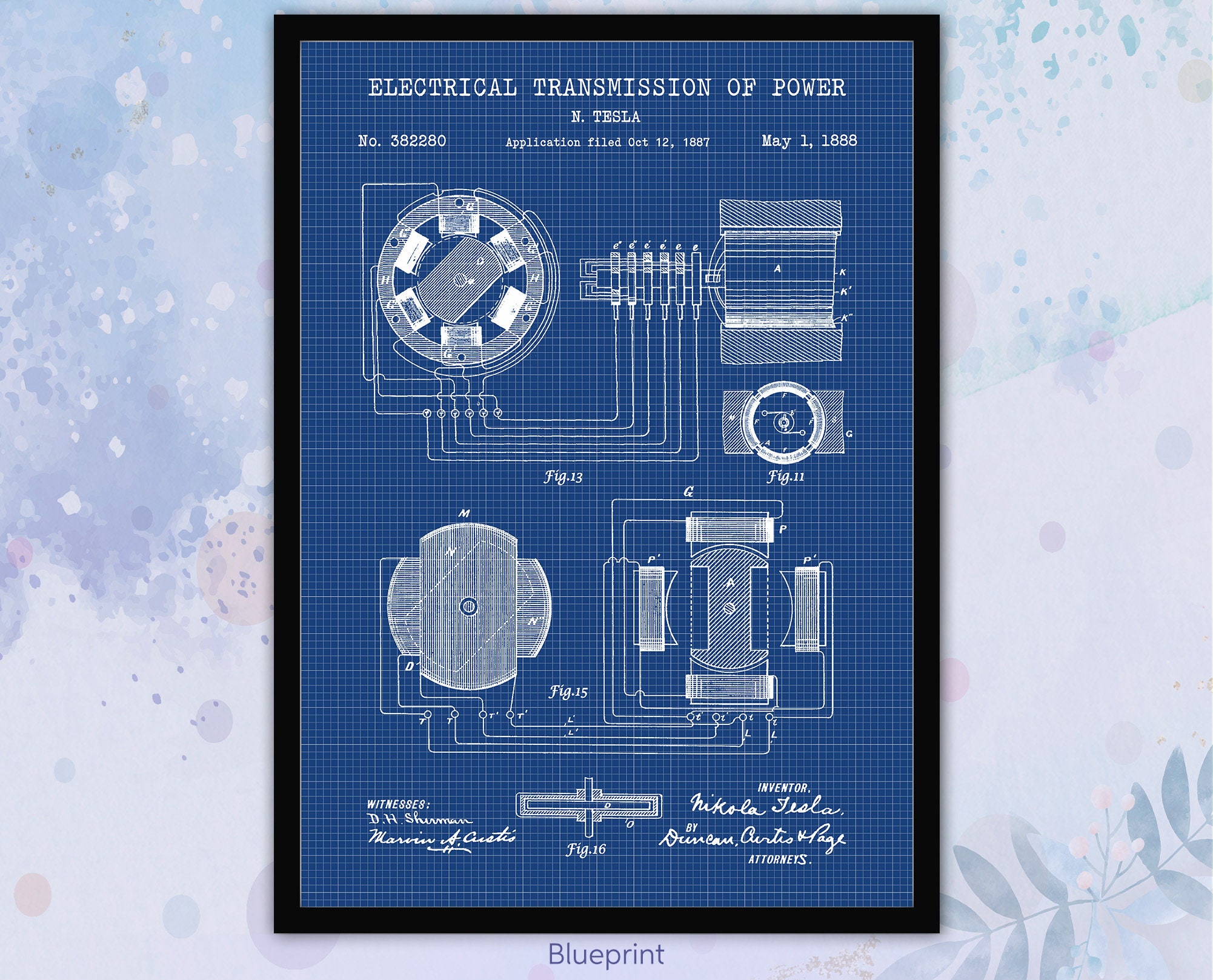 Electrical Power Transmission Patent Print. Tesla Electrical - Etsy