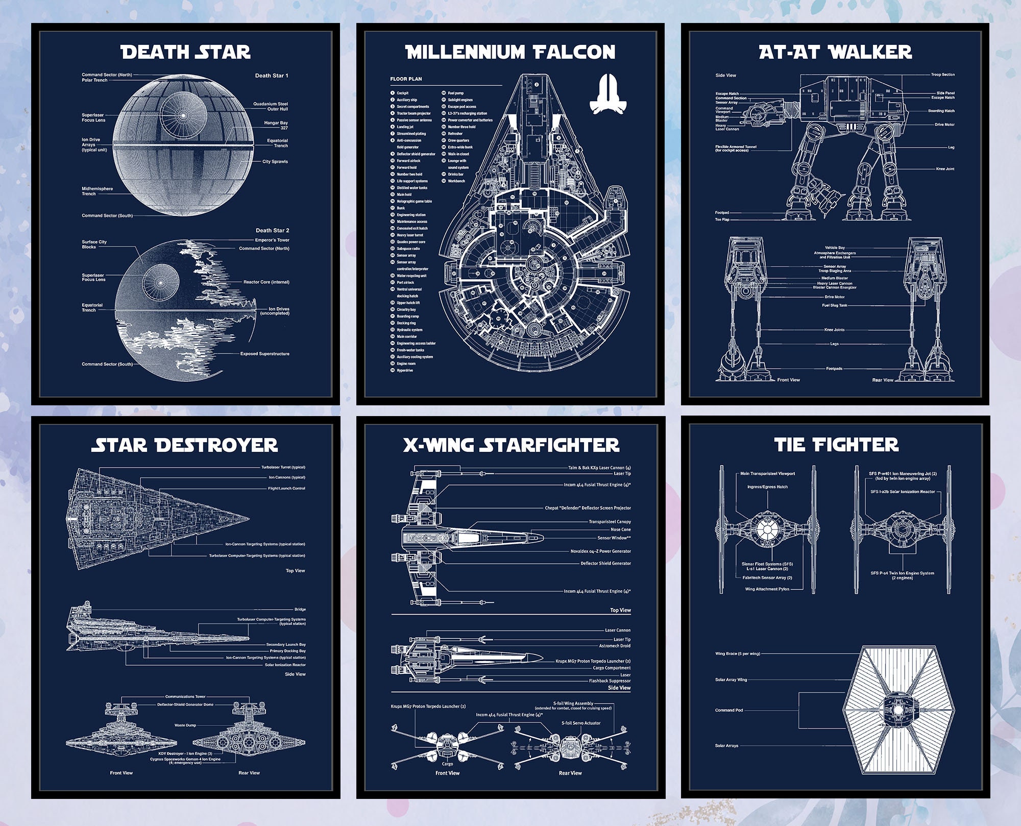 Set of 6 Star Wars Patent Print. Star Wars Wall Art. Movies | Etsy UK
