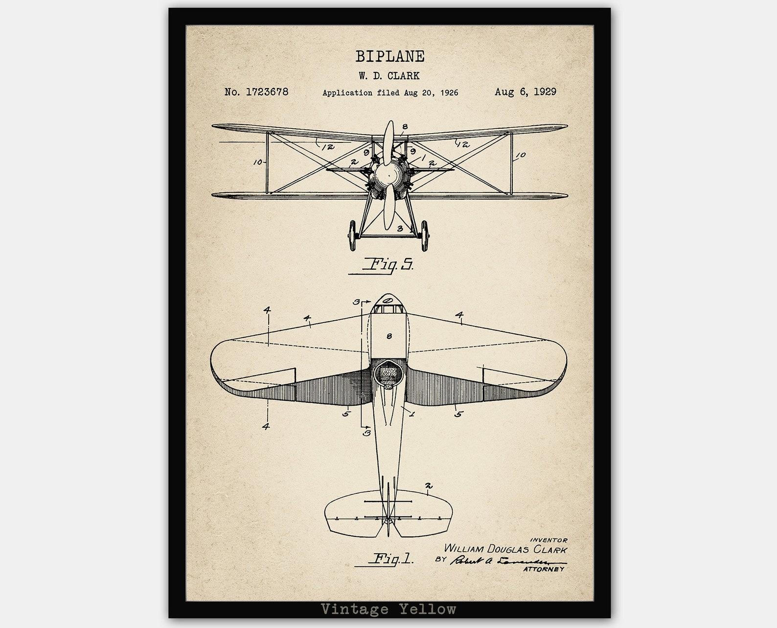 Set of 6 Airplane Patent Print. Vintage Airplane Wall Art. | Etsy