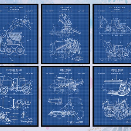 Set of 6 Vintage Construction Patent Print. Heavy Construction - Etsy