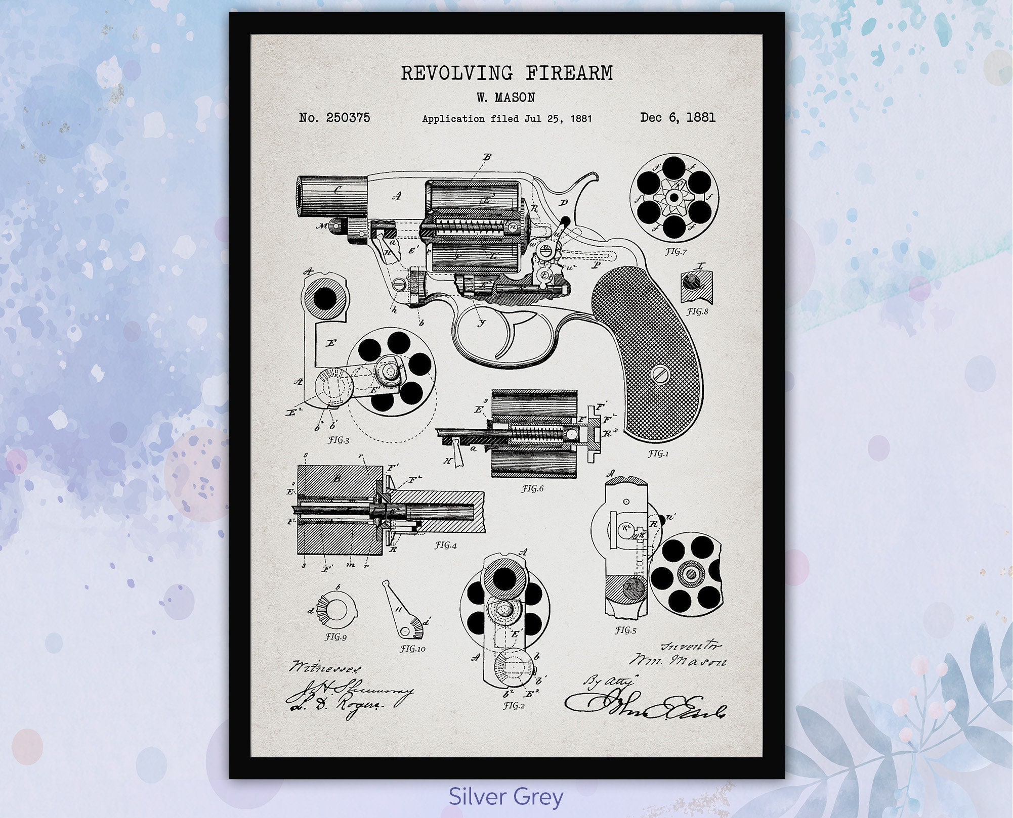 Set of 6 Vintage Gun Patent Print. Revolver. Firearm Wall Art - Etsy