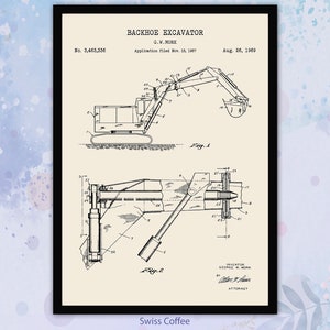 Set of 6 Vintage Construction Patent Print. Heavy Construction Vehicle ...