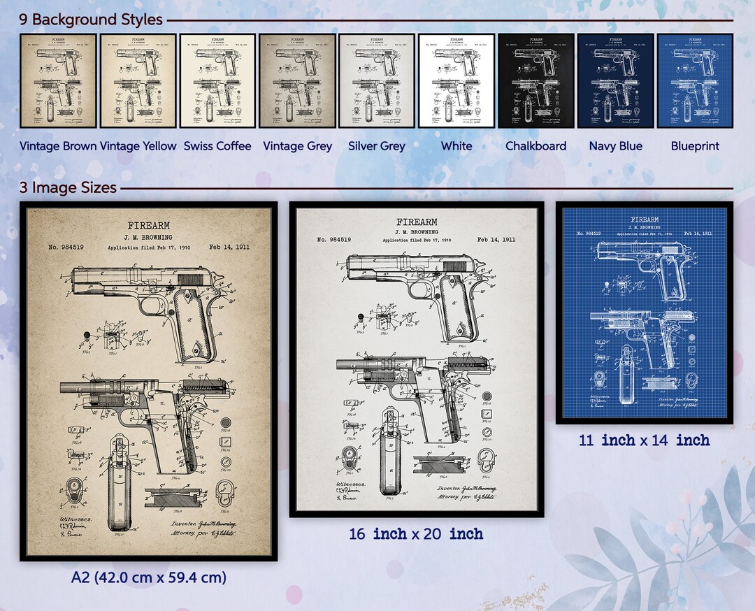 Vintage Gun Patent. Firearm Patent. Gun Drawing. Gun Wall Decor. Gun ...