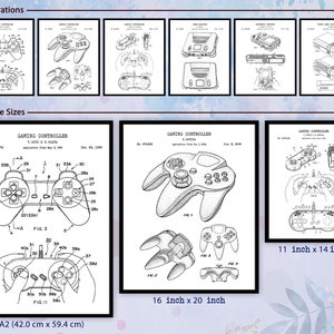 Digital Download Set of 6 Video Game Patent Print. Vintage Gaming ...