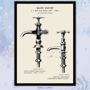 Basin Faucet Printable. Bathroom Wall Art. Vintage Basin - Etsy