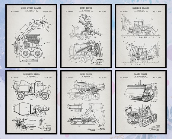 Prints Home Décor Digital Download Civil Wall Art Bulldozer Patent ...
