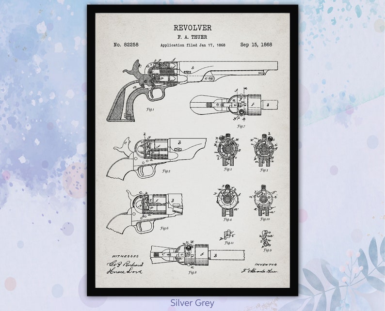Set of 6 Vintage Gun Patent Print. Revolver. Firearm Wall Art - Etsy