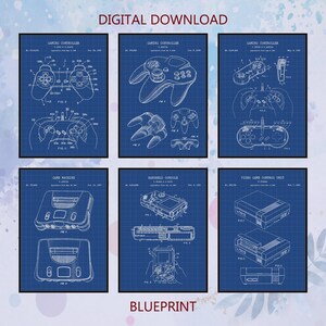 Set of 6 Vintage Video Gaming System Patent Print. Gaming Controller ...