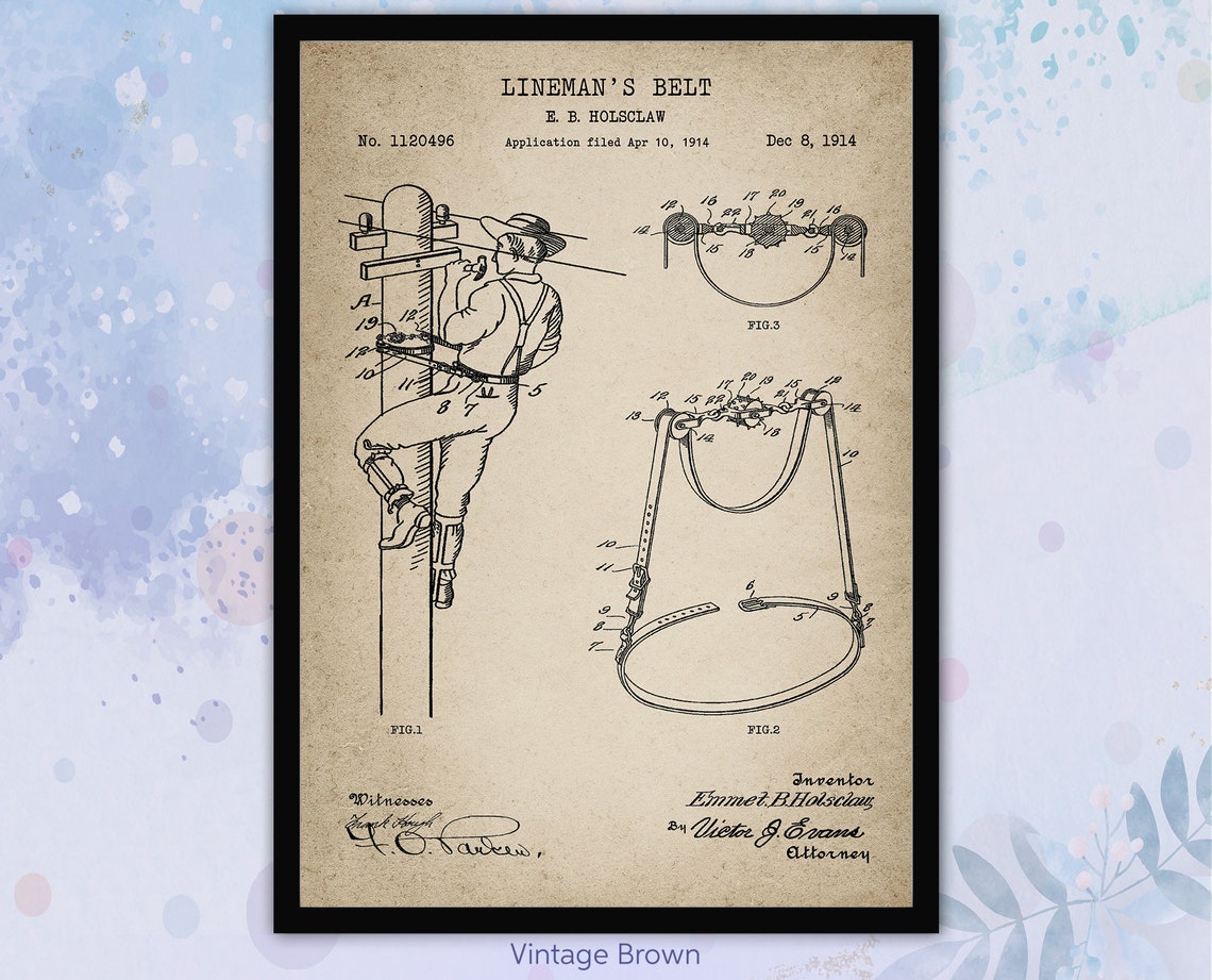 Set of 6 Vintage Lineman Patent Print. Lineman Gifts. Lineman | Etsy