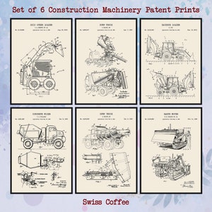 Set of 6 Vintage Construction Patent Print. Heavy Construction Vehicle ...