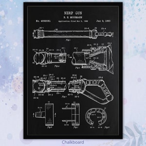 Set of 6 Nerf Gun Patent Print Wall Art. Nerf Gun Art Poster. Nerf Gun ...