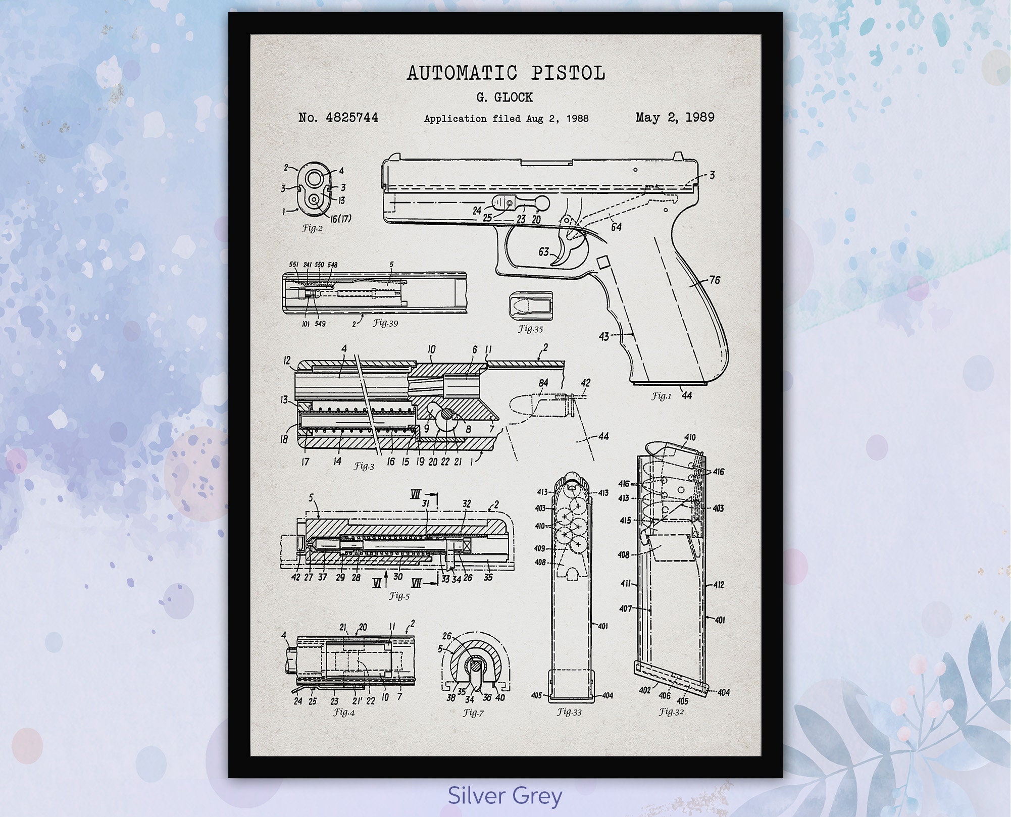 Set of 6 Vintage Gun Patent Print. Revolver. Firearm Wall Art - Etsy