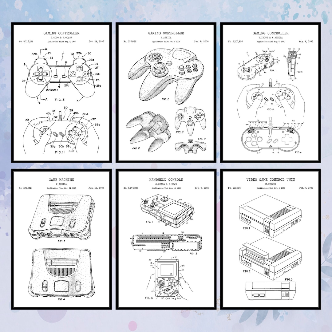Digital Download Set of 6 Video Game Patent Print. Vintage Gaming ...