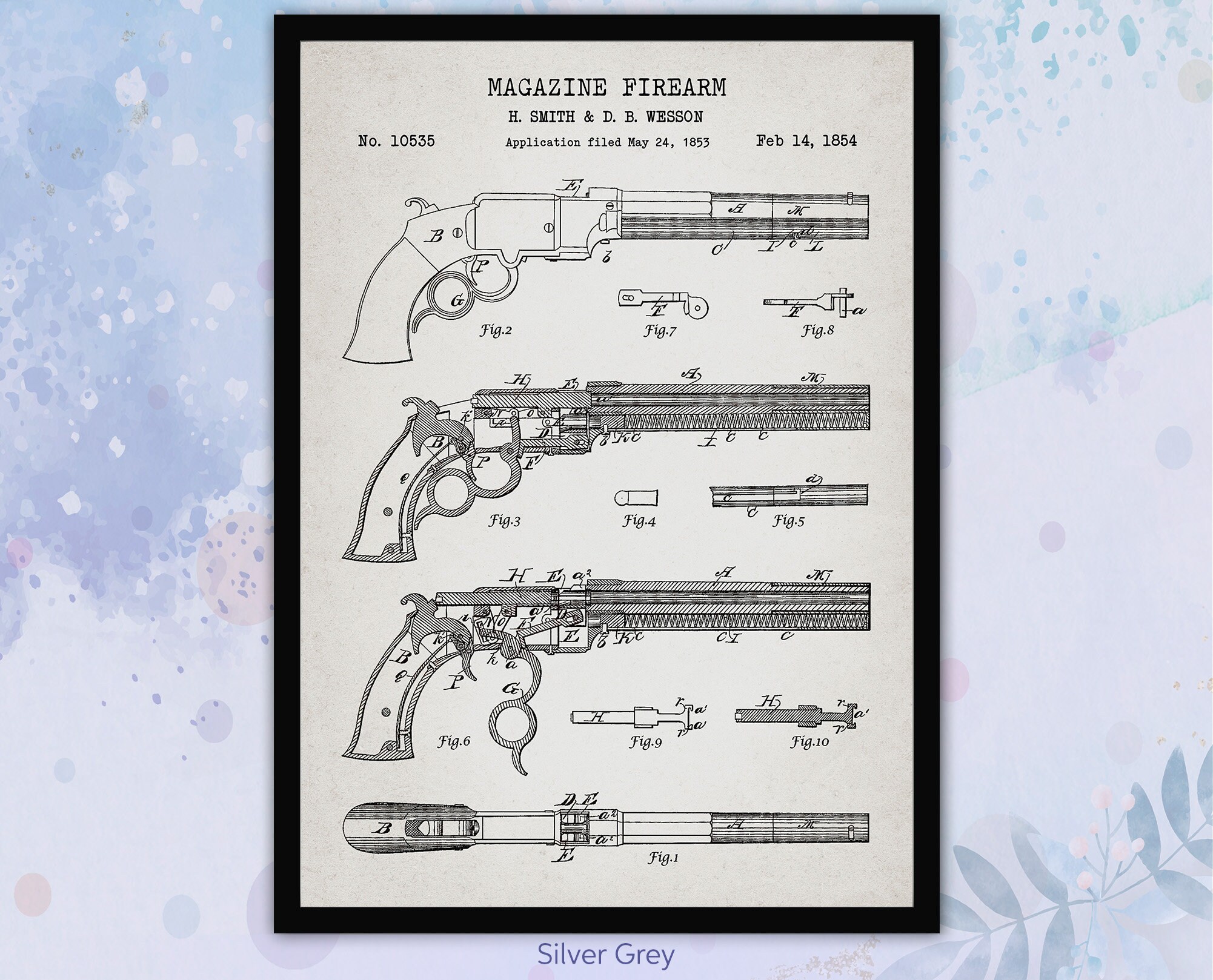 Set of 6 Vintage Gun Patent Print. Revolver. Firearm Wall Art - Etsy