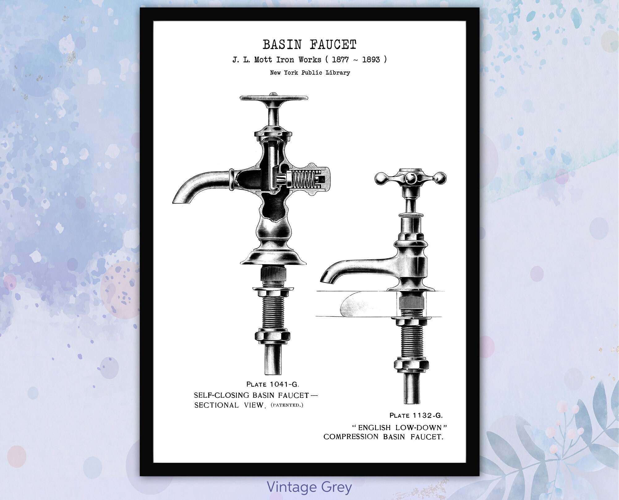 Basin Faucet Printable. Bathroom Wall Art. Vintage Basin - Etsy