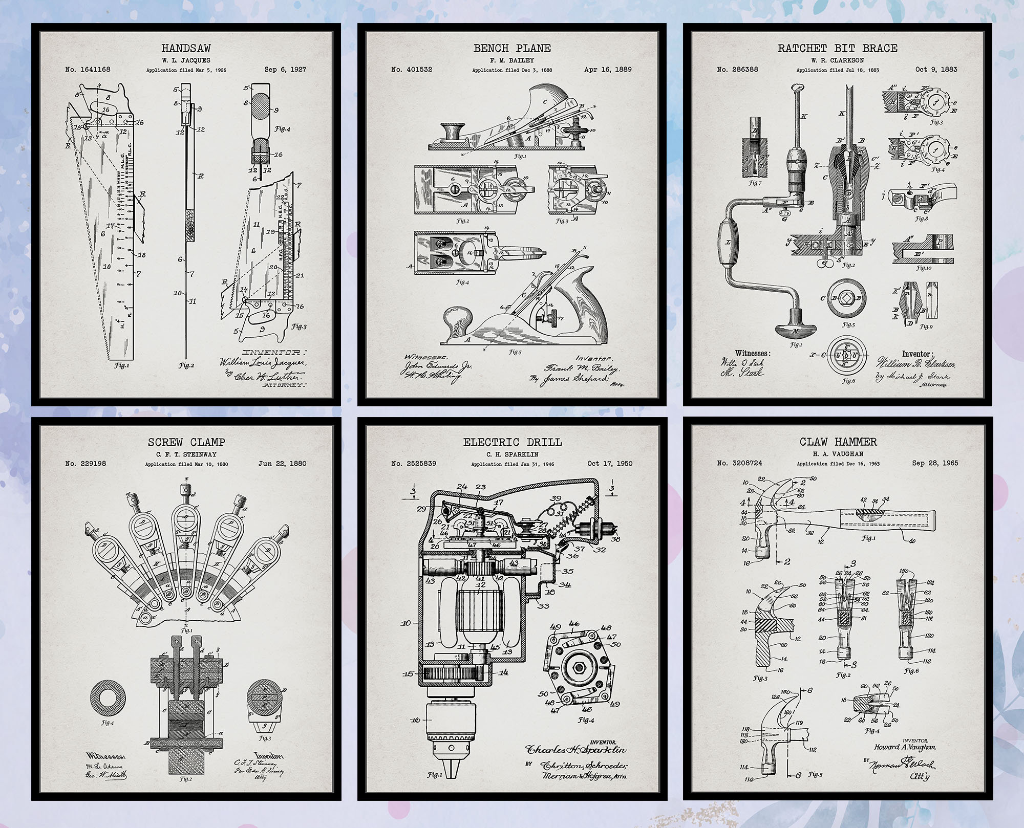 Set of 6 Woodworking Patent Print. Woodworking Wall Art. - Etsy