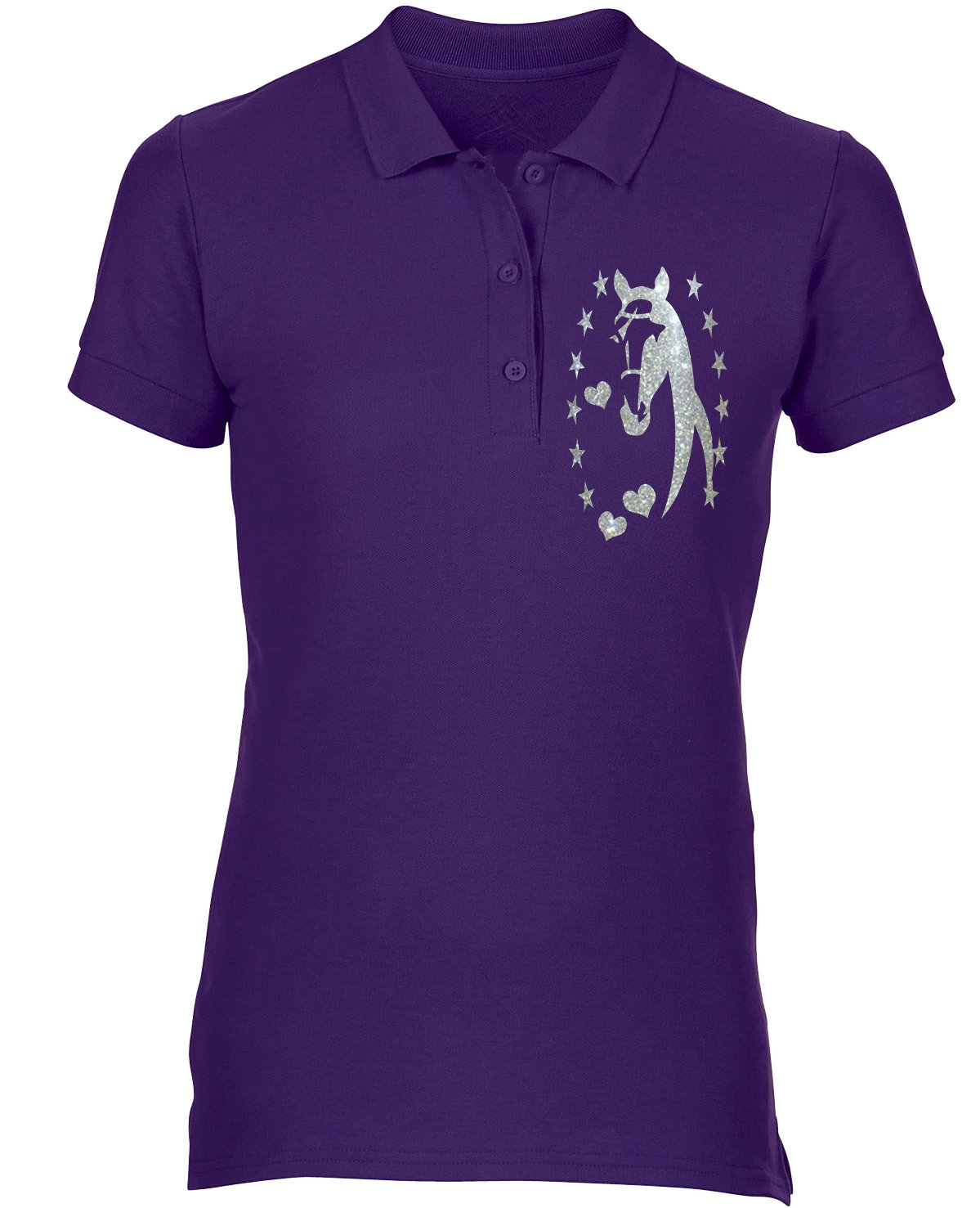 Equestrian Leisure Wear Horse Riding Ladies Polo Shirt SPARKLY GLITTER ...