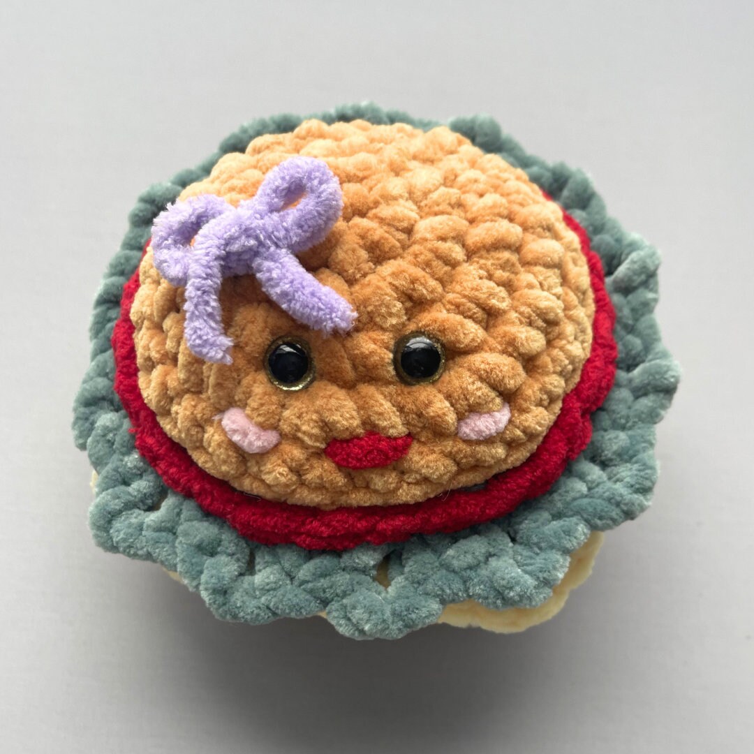 Burger Crochet Pattern DIY, Cute Hamburger Fast Food Amigurumi Crochet ...