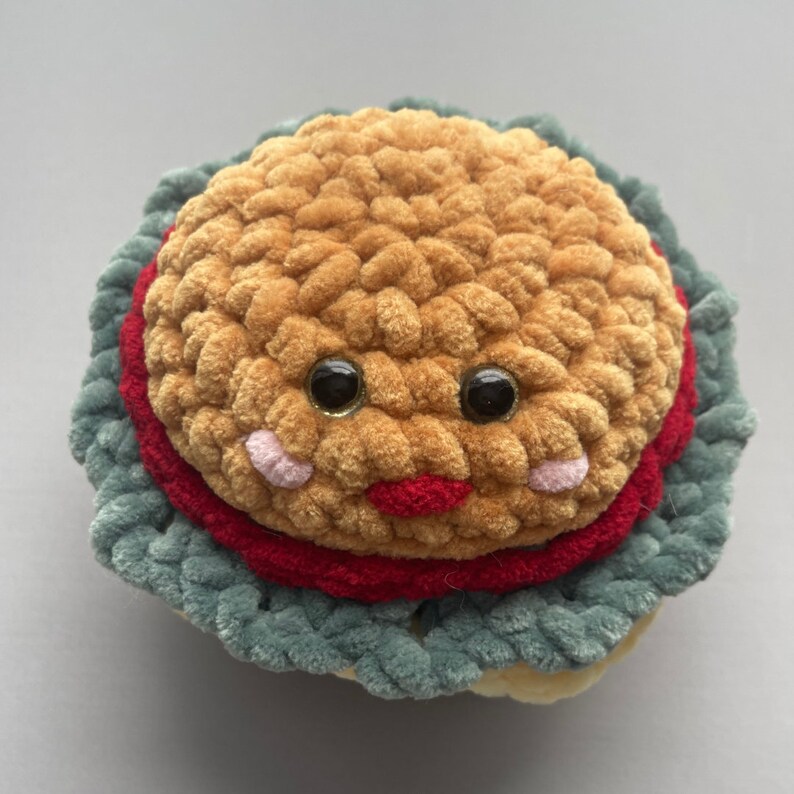 Burger Crochet Pattern DIY, Cute Hamburger Fast Food Amigurumi Crochet ...