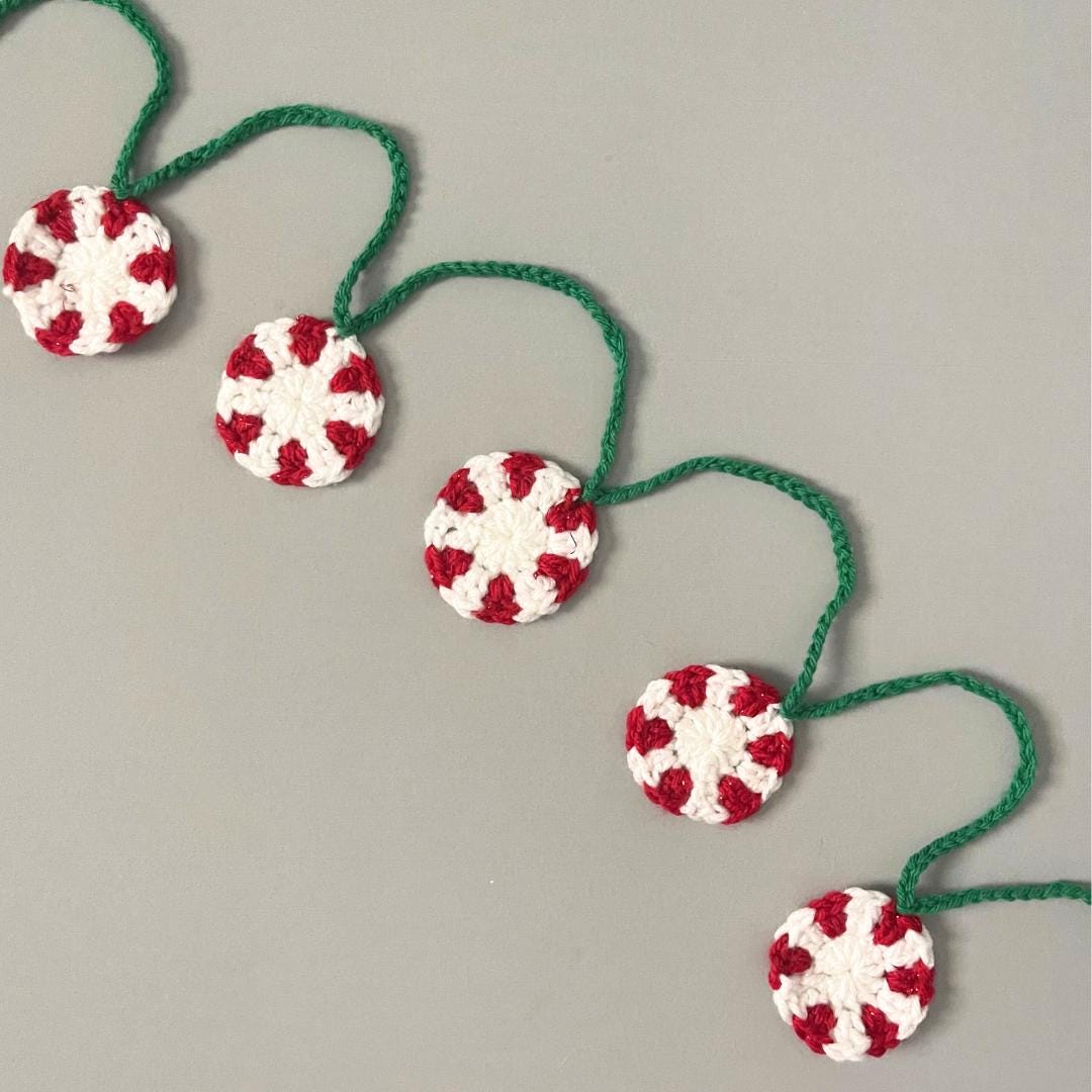 Crochet Peppermint Garland Pattern | Festive Holiday Decoration PDF ...