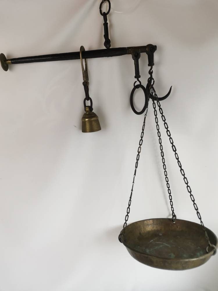 Antique Brass Scale Hanging Model With Scale and Beam 19th - Etsy