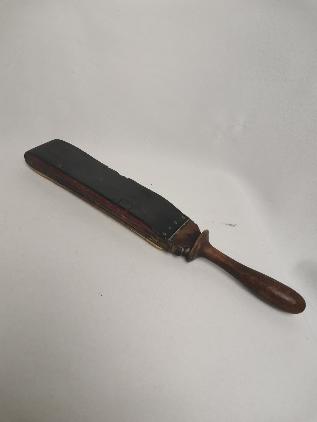 Antique Victorian Knife Sharpener With Leather and Wood 1900s Antique ...