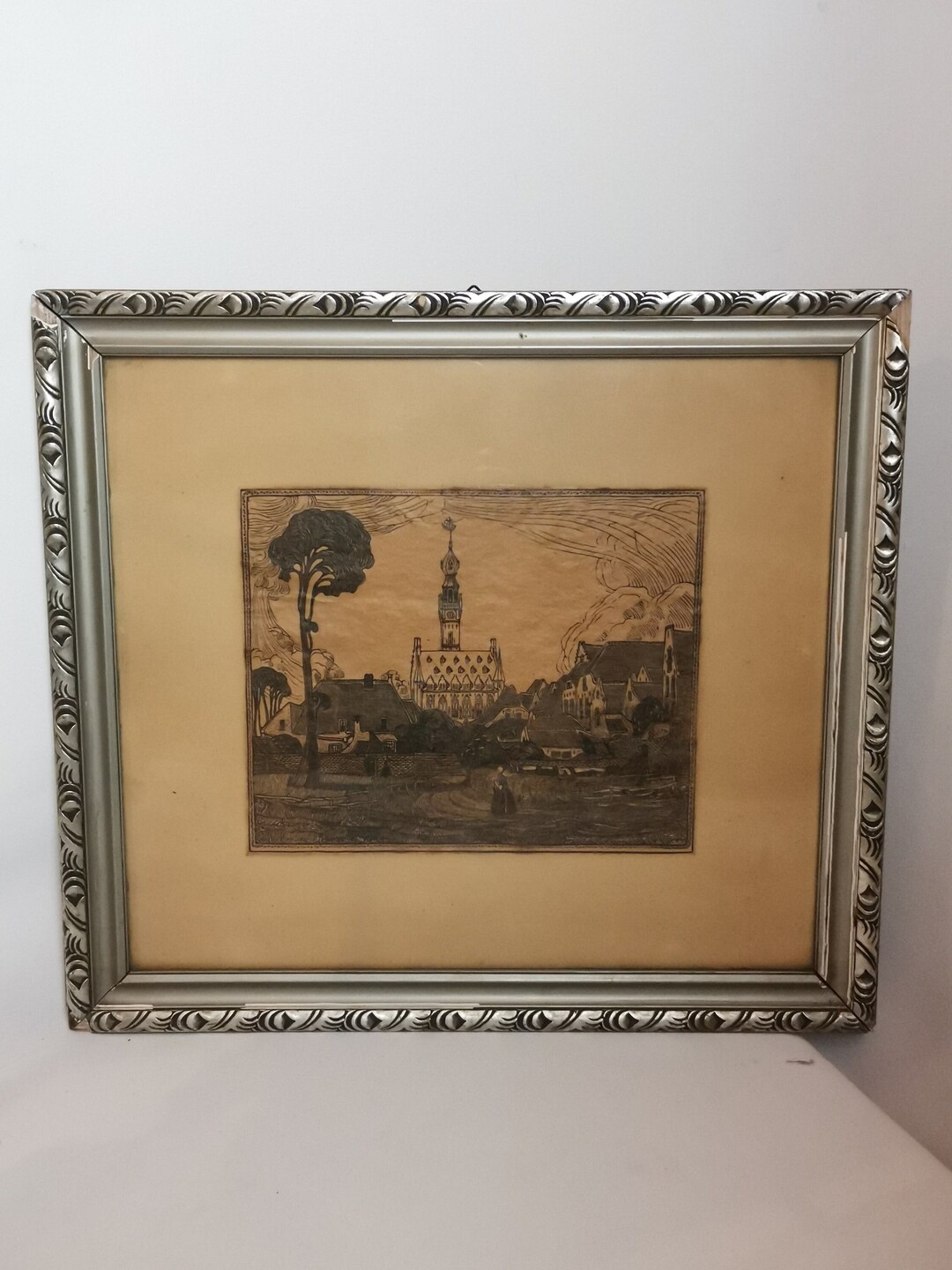 Antique Art Nouveau Woodcut Print Cityscape Veere by Nieuwenkamp in ...