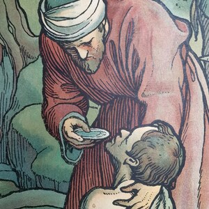 Large Antique School Poster the Good Samaritan 1910s Antique Biblical ...