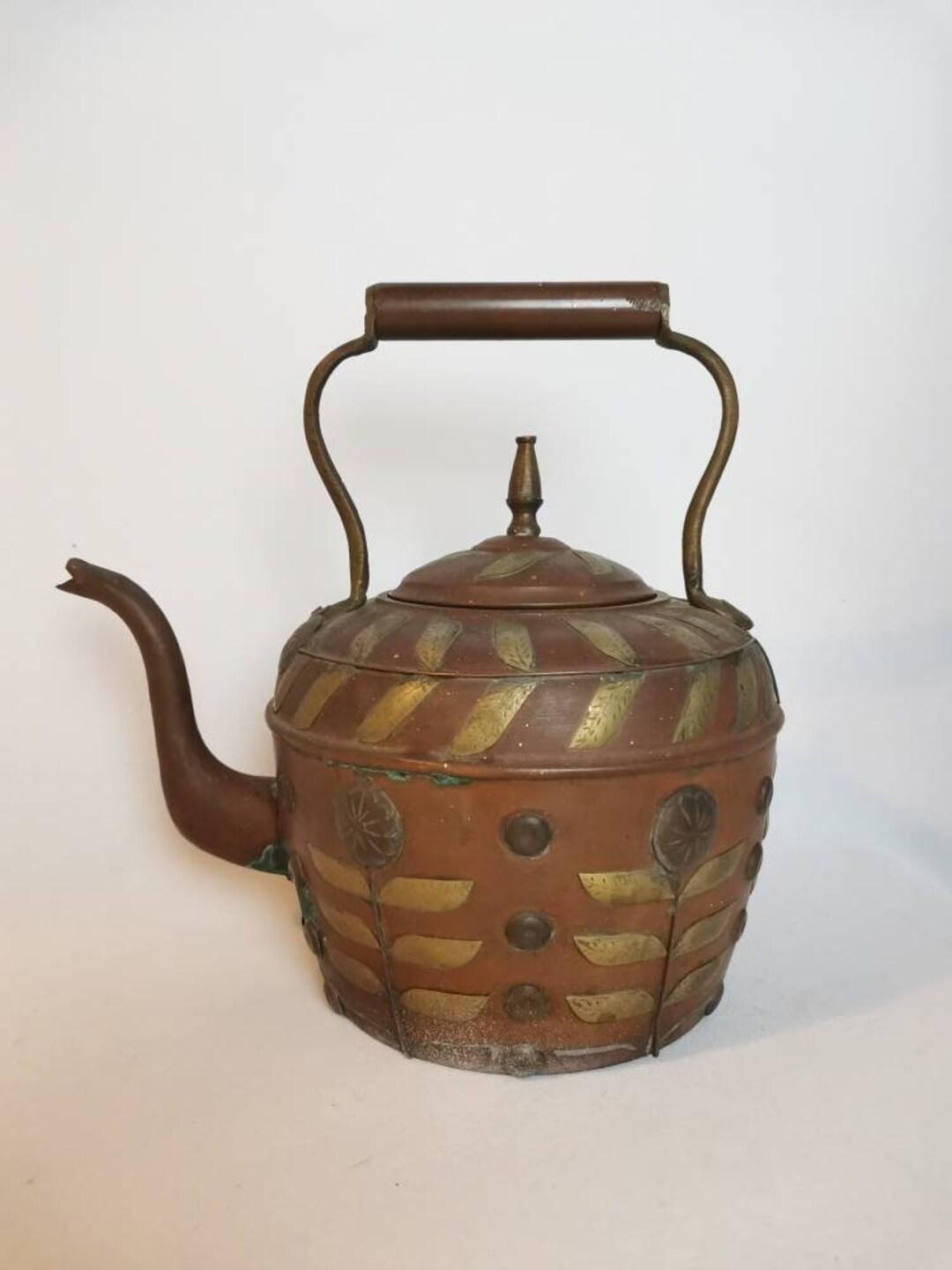 Antique Victorian Copper Kettle With Floral Pattern 1900s Decorative ...