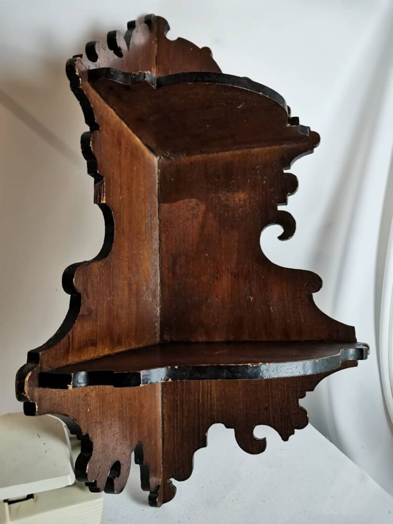 Antique Gothic Corner Console With Two Shelves 1900s Antique Wooden ...
