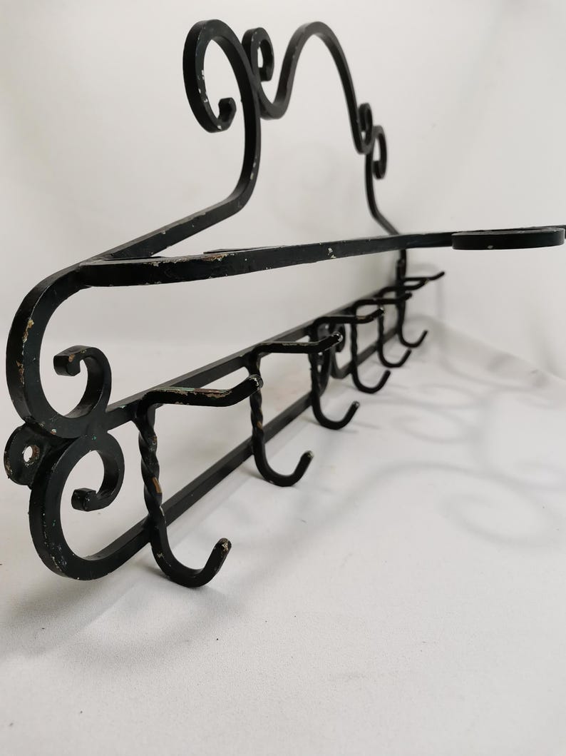 Antique Ironwork Coat Rack With 6 Hooks and Hat Shelf 1930s Antique ...