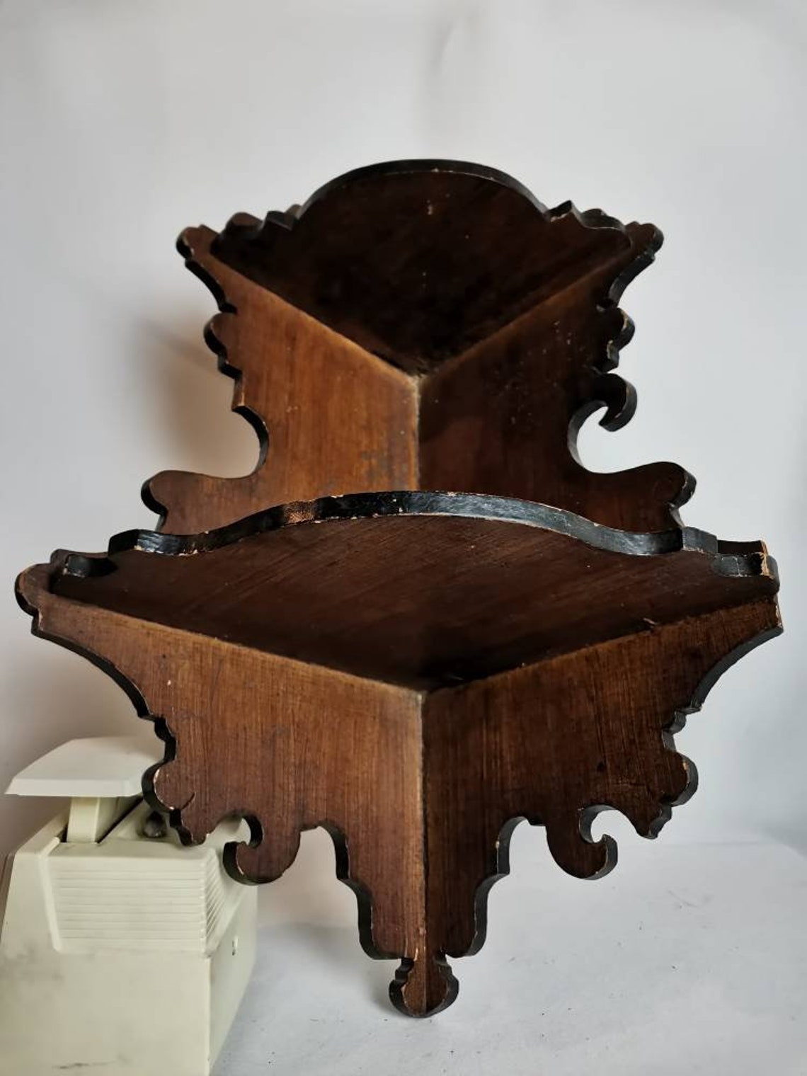 Antique Gothic Corner Console With Two Shelves 1900s Antique - Etsy