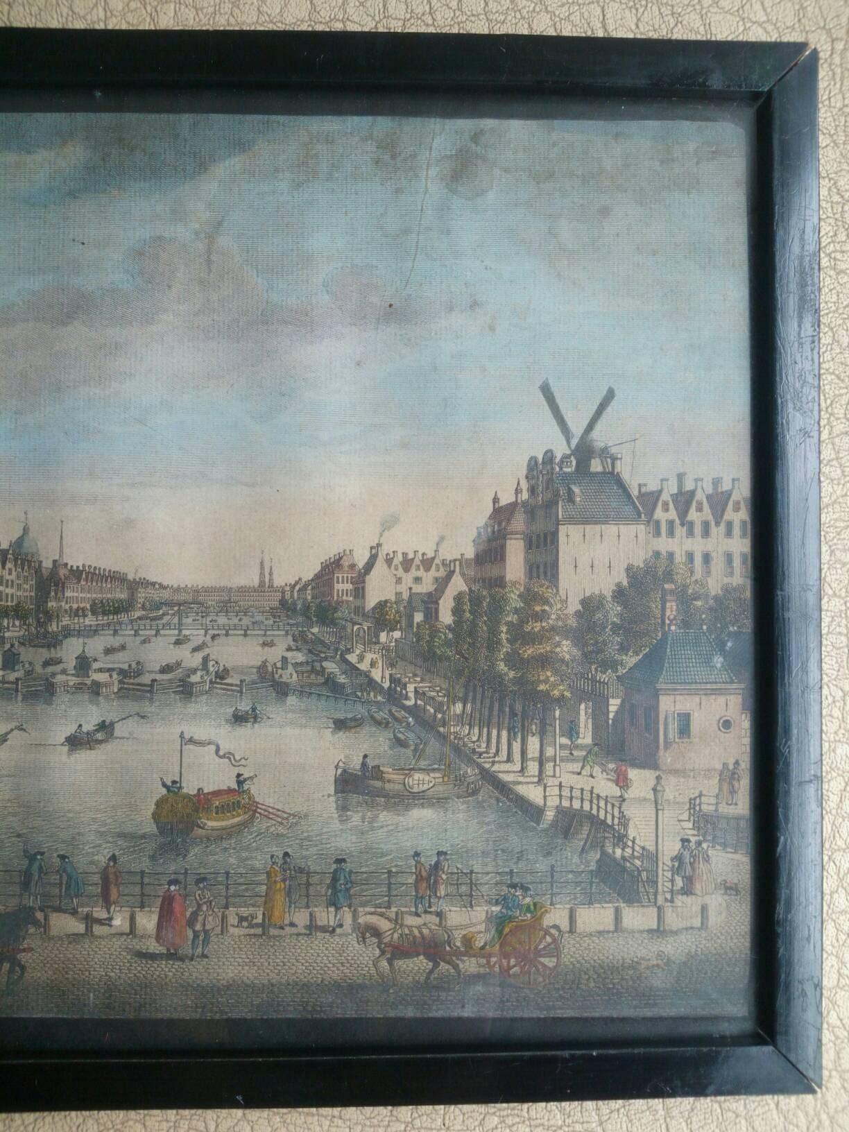 Set of two antique hand-colored line engravings Amsterdam by | Etsy