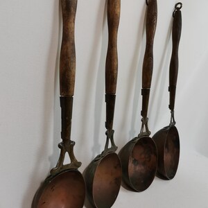 Antique Soup Spoons or Serving Spoons Made of Copper and Wood 1910s ...