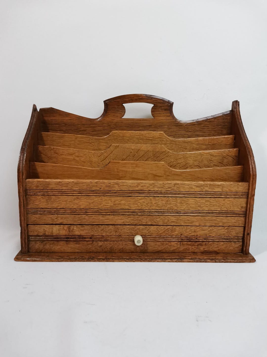 Antique Oak Art Nouveau Letter Holder or Mail Holder With 4 ...