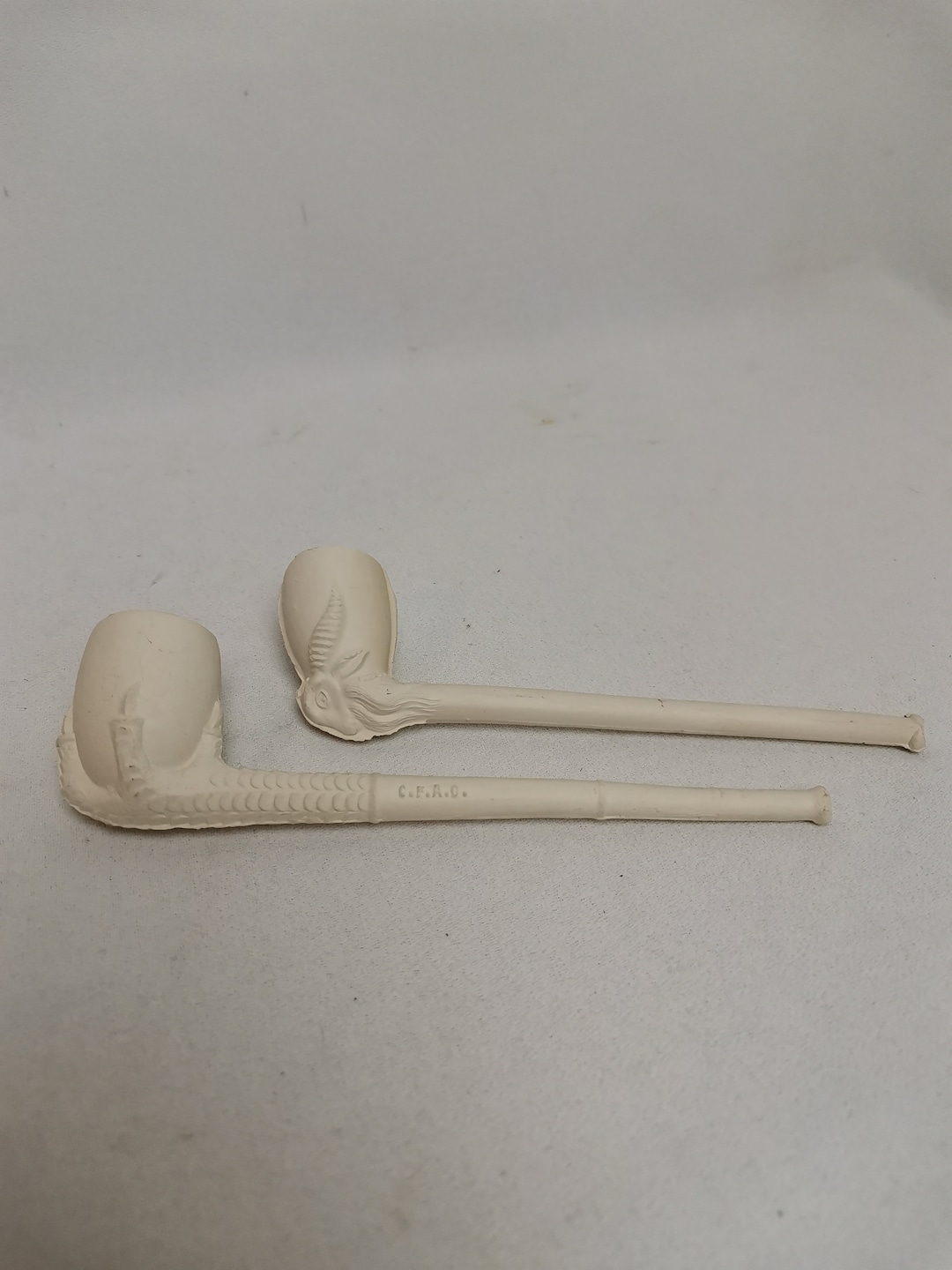 Two Antique Clay Pipes With Claw Foot and Buck Head 1920s Antique ...
